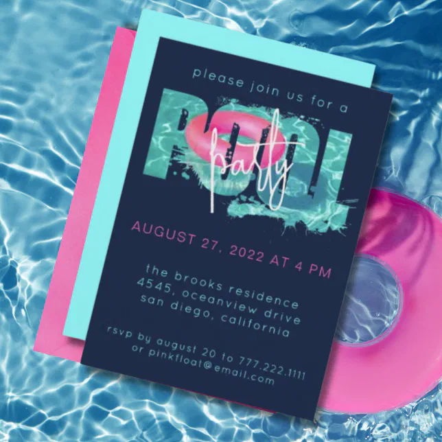 Modern Pool Party Splash Invitation | Zazzle