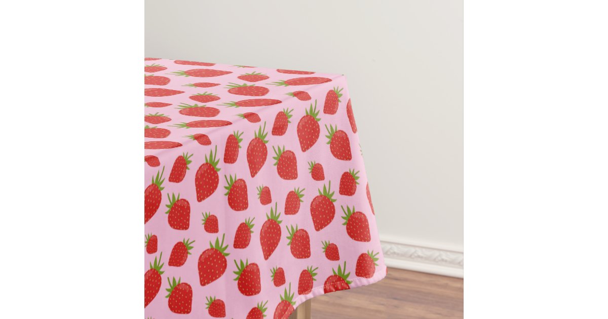 Modern Popular Trendy Red Pink Strawberry Pattern Tablecloth | Zazzle