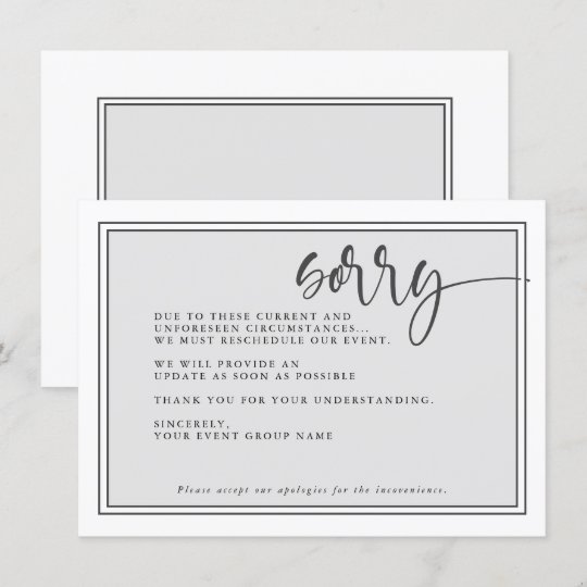 Modern Postponed Event Sorry Reschedule Event Invitation | Zazzle.com