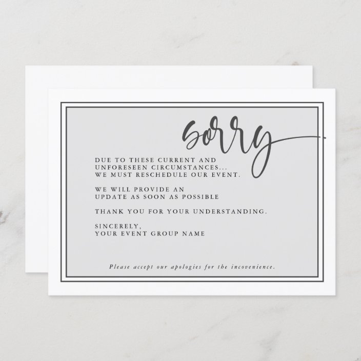 Modern Postponed Event Sorry Reschedule Event Invitation | Zazzle.com
