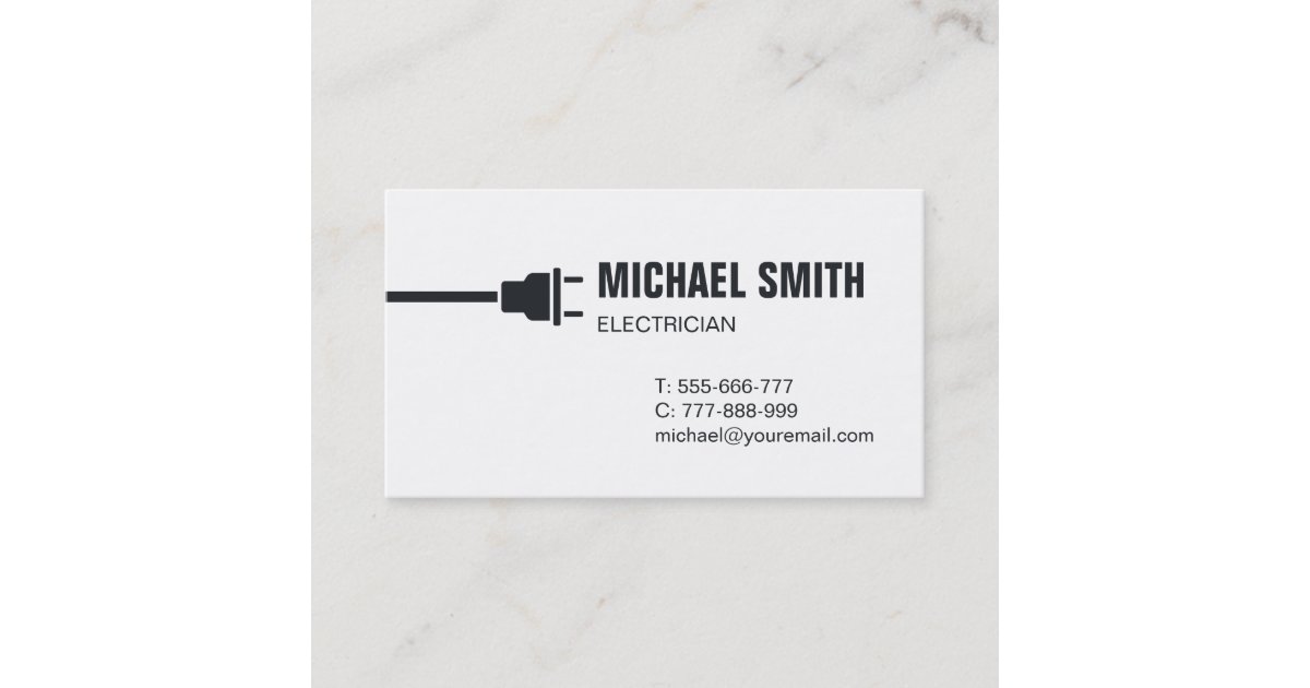 Modern Power Plug Electrician Business Card | Zazzle
