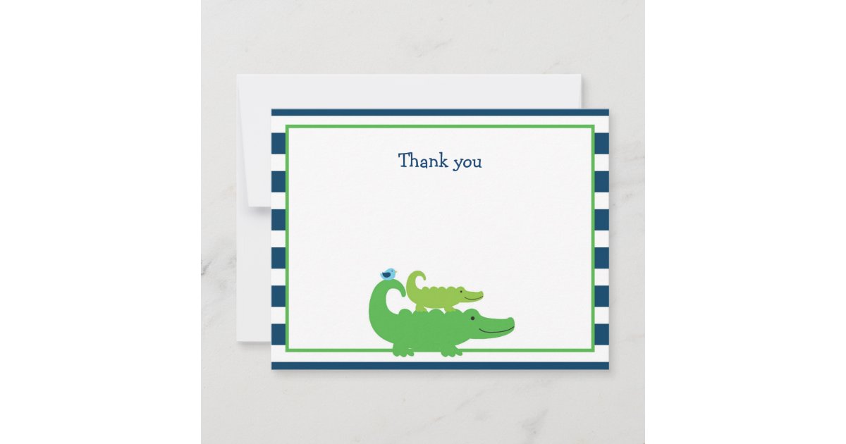 Modern Preppy Alligator Flat Thank You Note Cards | Zazzle