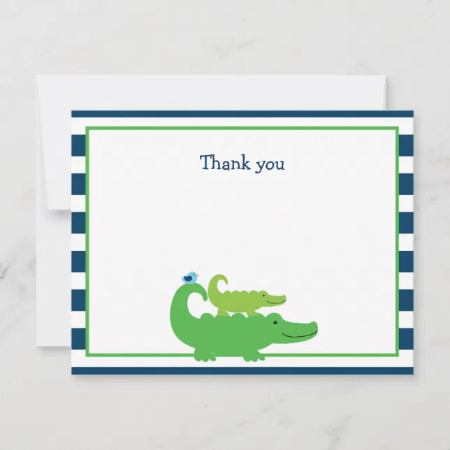 Modern Preppy Alligator Flat Thank You Note Cards | Zazzle