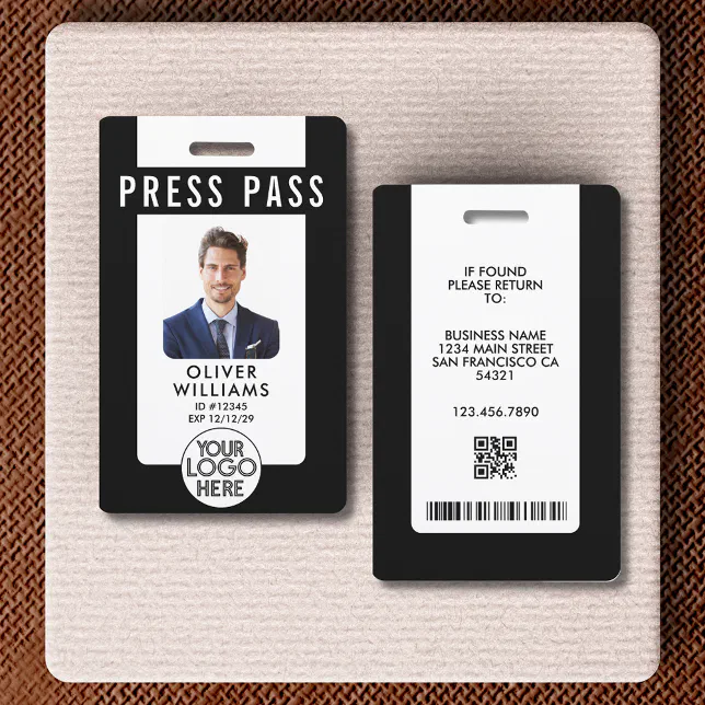 Modern Press ID Photo Badge Business Logo QR Code | Zazzle