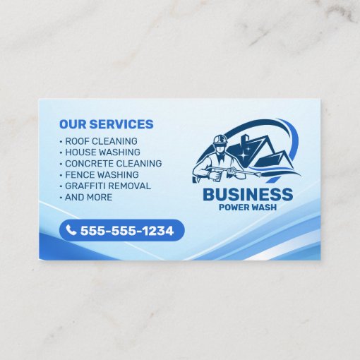 Modern Pressure Washing Power Wash House Cleaning Business Card | Zazzle