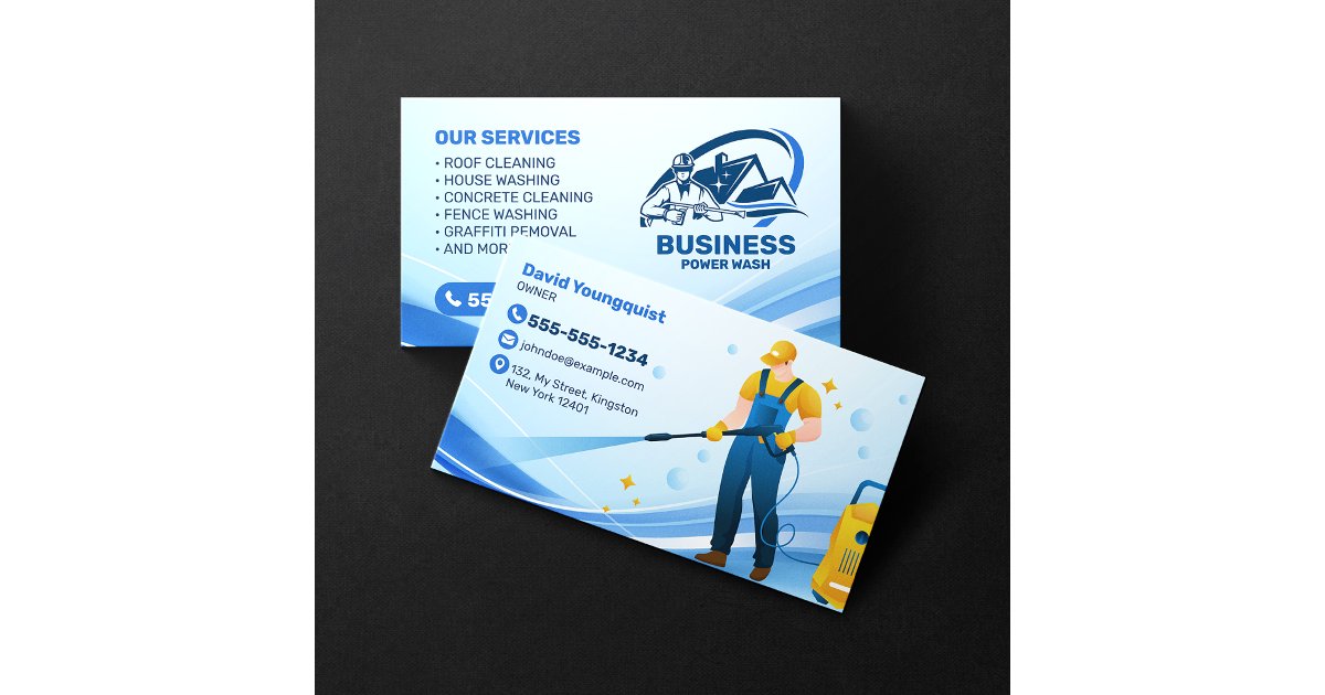 Modern Pressure Washing Power Wash House Cleaning Business Card | Zazzle