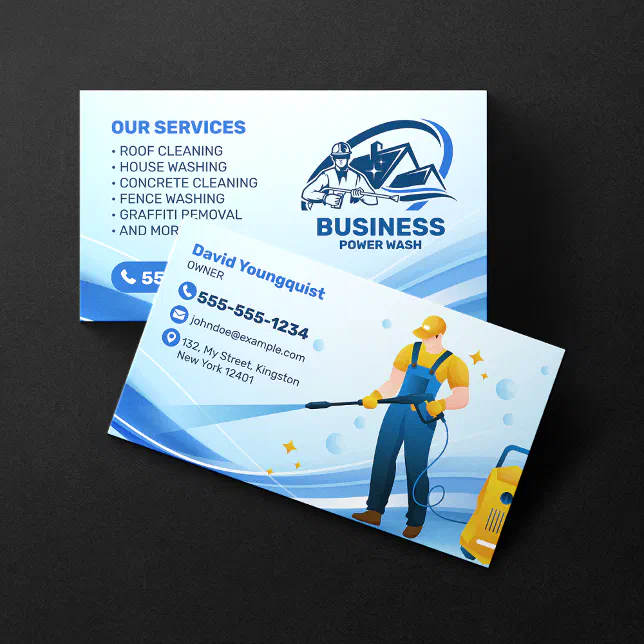 Modern Pressure Washing Power Wash House Cleaning Business Card | Zazzle