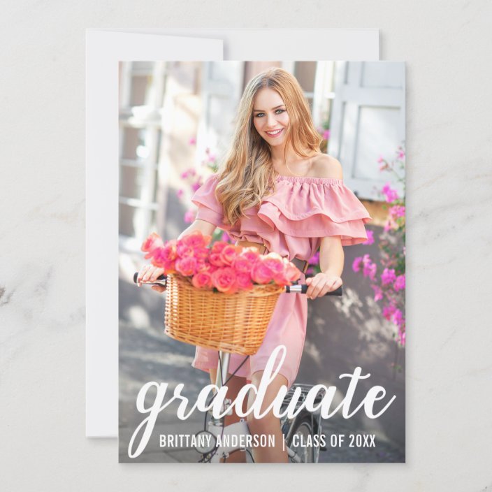Modern Pretty Graduation Announcement Photo Card | Zazzle.com