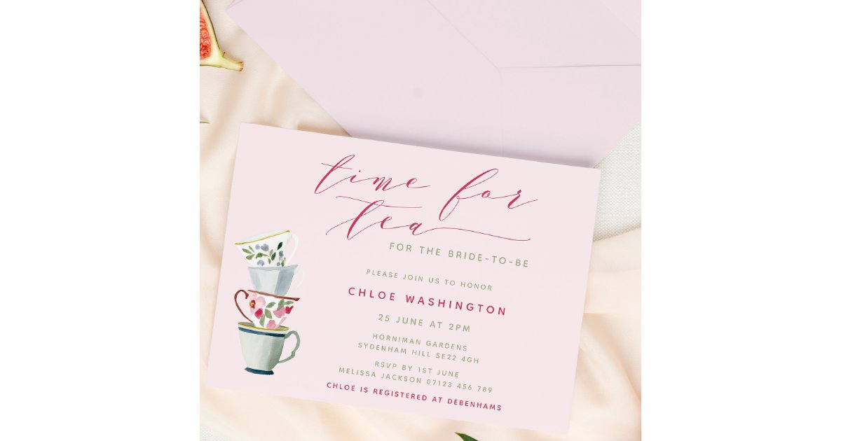 Modern Pretty Tea Cups Bridal Tea Shower Invitation | Zazzle