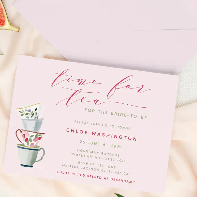 Modern Pretty Tea Cups Bridal Tea Shower Invitation | Zazzle