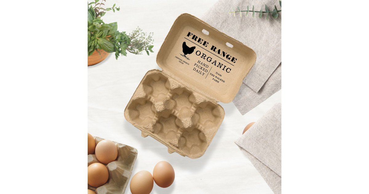 Modern Print Free Range Egg Carton Stamp | Zazzle