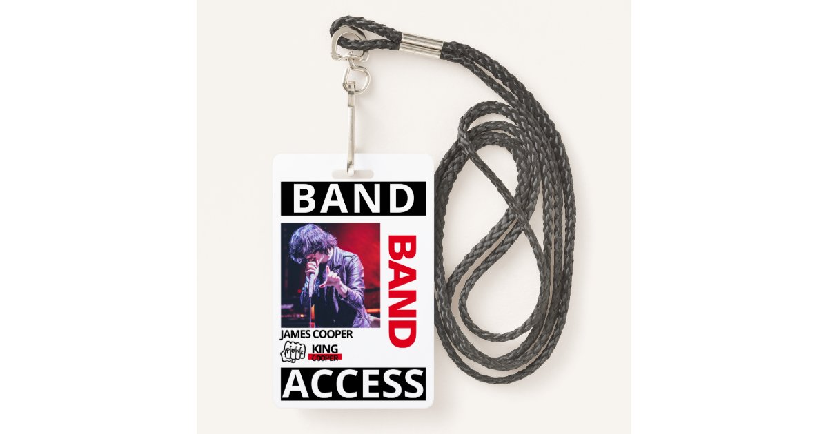 Modern Print Logo Custom Name V.I.P Band Employee Badge | Zazzle