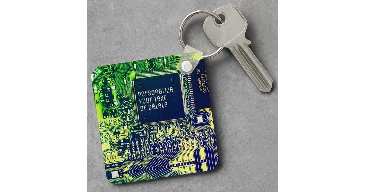 Modern Printed Circuit Board Design Add Name Geeky Keychain | Zazzle