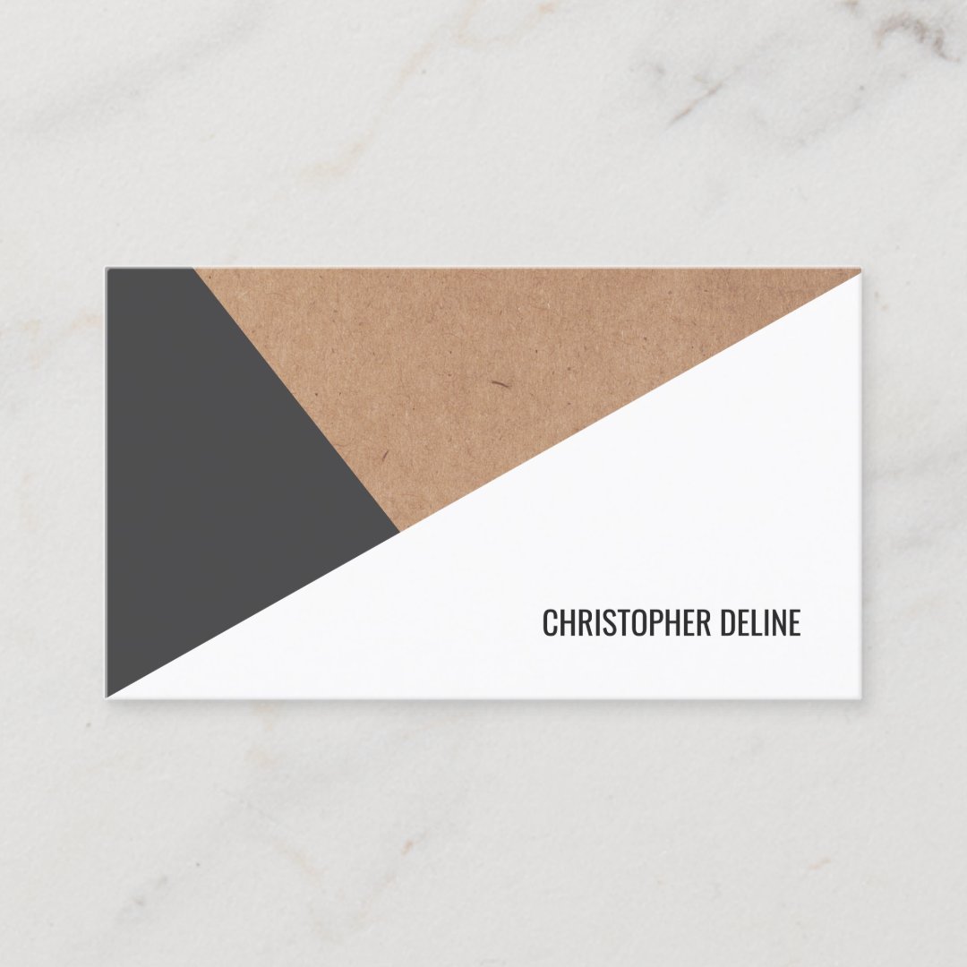 Modern Printed Kraft Paper Grey White Geometric Business Card | Zazzle