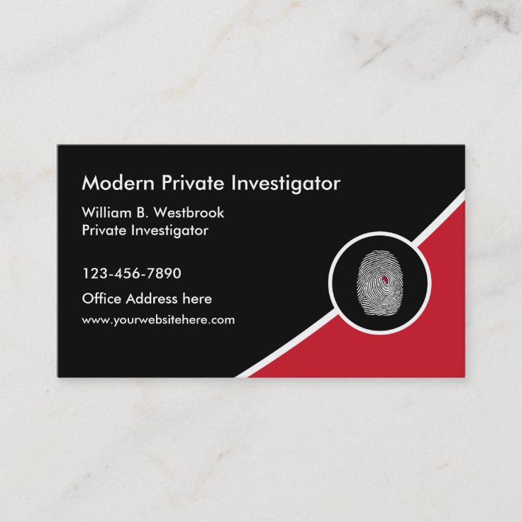 Modern Private Investigator Business Card | Zazzle