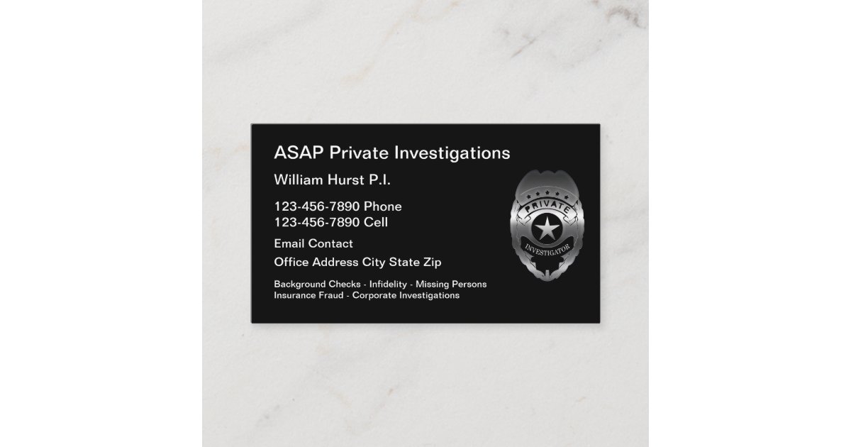 Modern Private Investigator Theme Business Card | Zazzle.com