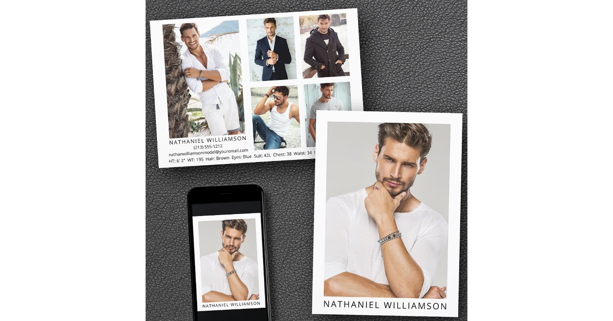 Modern Pro Model 6 Photos Comp Card | Zazzle