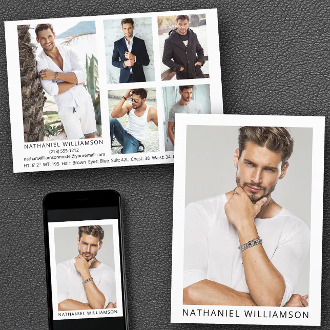 Modern Pro Model 6 Photos Comp Card | Zazzle
