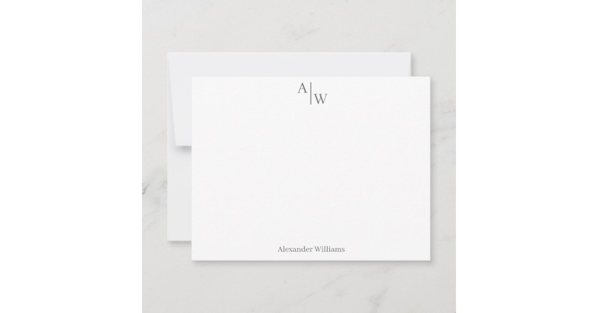 Modern Professional 2 Monogram Classic Dark Gray Note Card | Zazzle