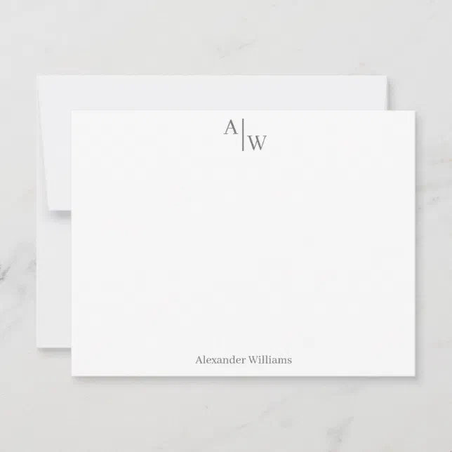 Modern Professional 2 Monogram Classic Dark Gray Note Card | Zazzle