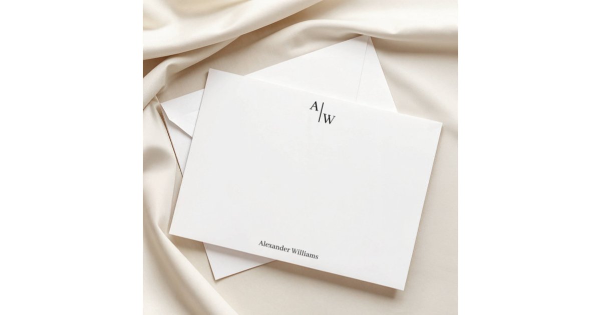 Modern Professional 2 Monogram Initial Basic Black Note Card | Zazzle