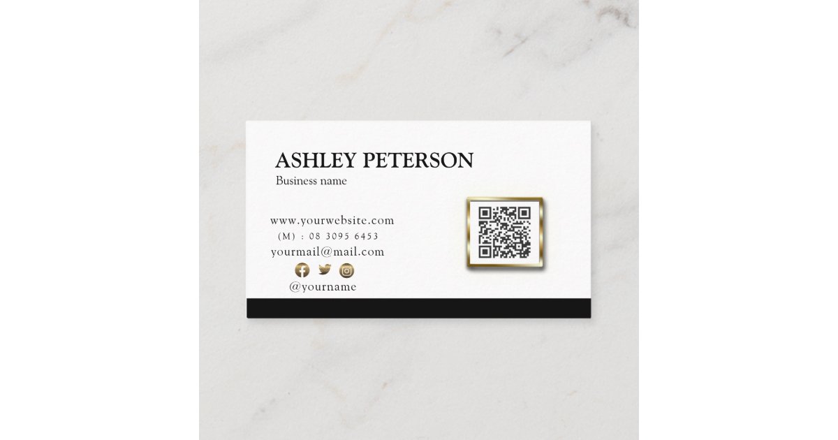Modern Professional Balck White QR Code Business Card | Zazzle