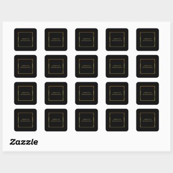 Modern professional black and gold square sticker | Zazzle