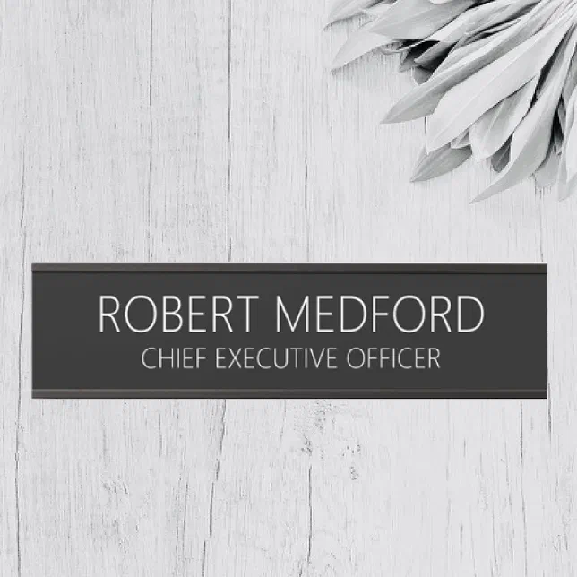 Modern Professional Black Door Sign Name Plate | Zazzle