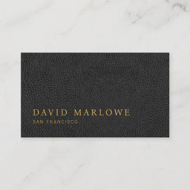 Modern Professional Black Leather Effect Business Card | Zazzle
