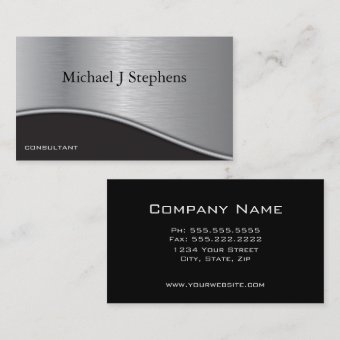 Modern Professional Black Textured Platinum Business Card | Zazzle
