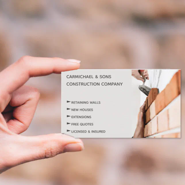 Modern Professional Bricklayer Builder Business Card | Zazzle