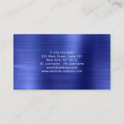 Modern Professional Brushed Metallic Royal Blue Business Card | Zazzle