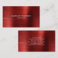 Modern Professional Brushed Metallic Ruby Red Business Card | Zazzle