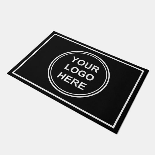 Modern Professional Business Logo Black Doormat | Zazzle