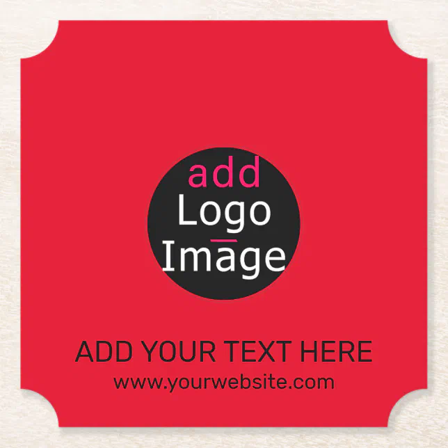 Modern Professional Custom Business Chic Red Paper Coaster | Zazzle