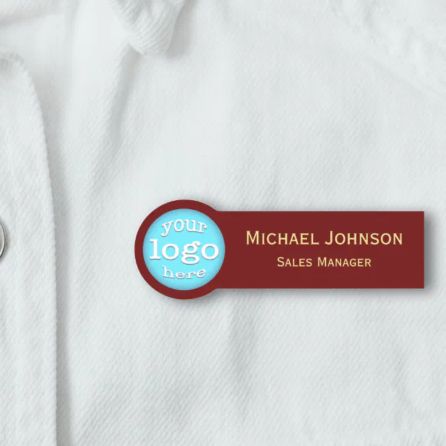 Modern Professional Custom Business Logo Employee Name Tag | Zazzle