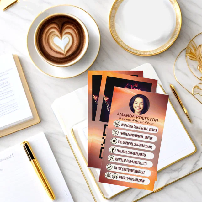 modern professional custom social media icons link business card | Zazzle