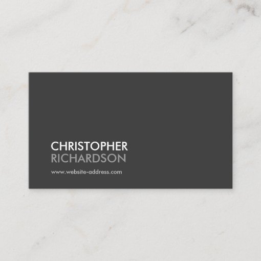 MODERN PROFESSIONAL Dark Gray Business Card | Zazzle