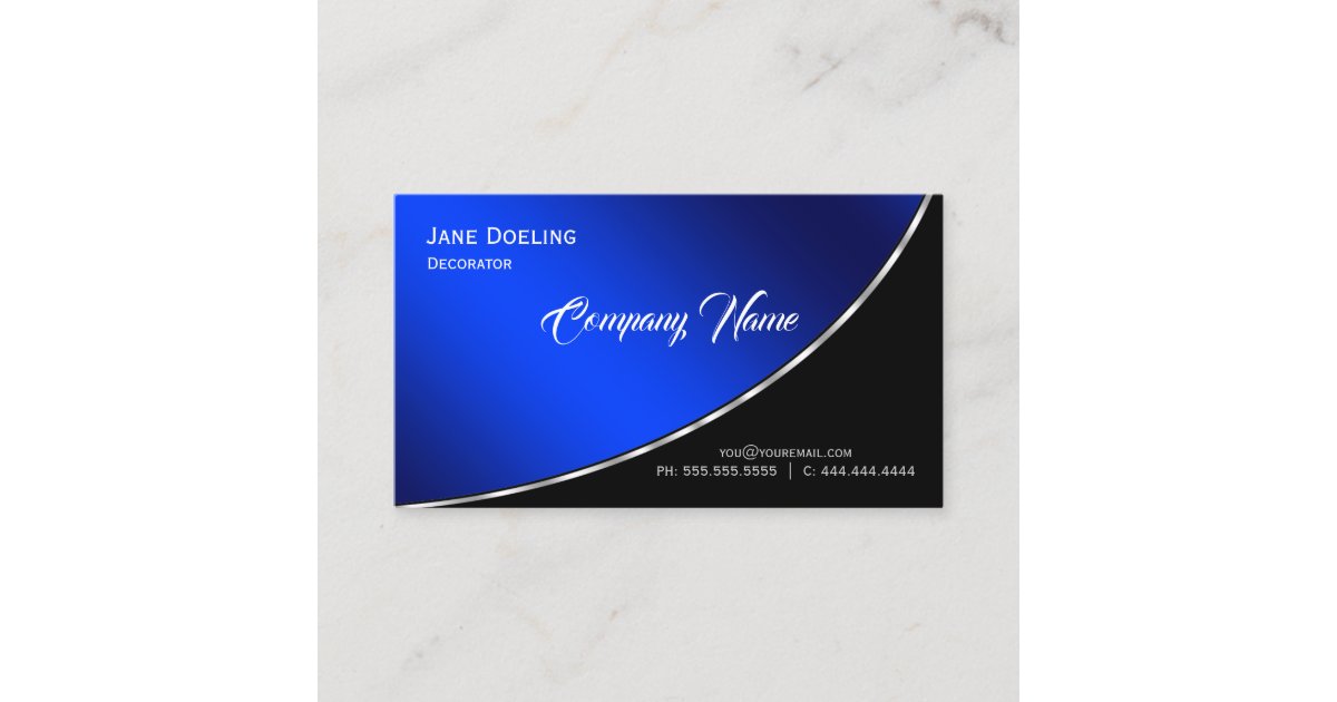 Modern Professional Elegant Bright Blue Business Card | Zazzle