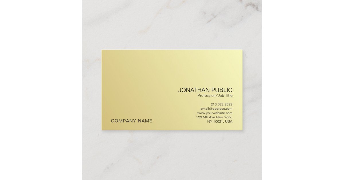 Modern Professional Elegant Gold Look Company Business Card | Zazzle
