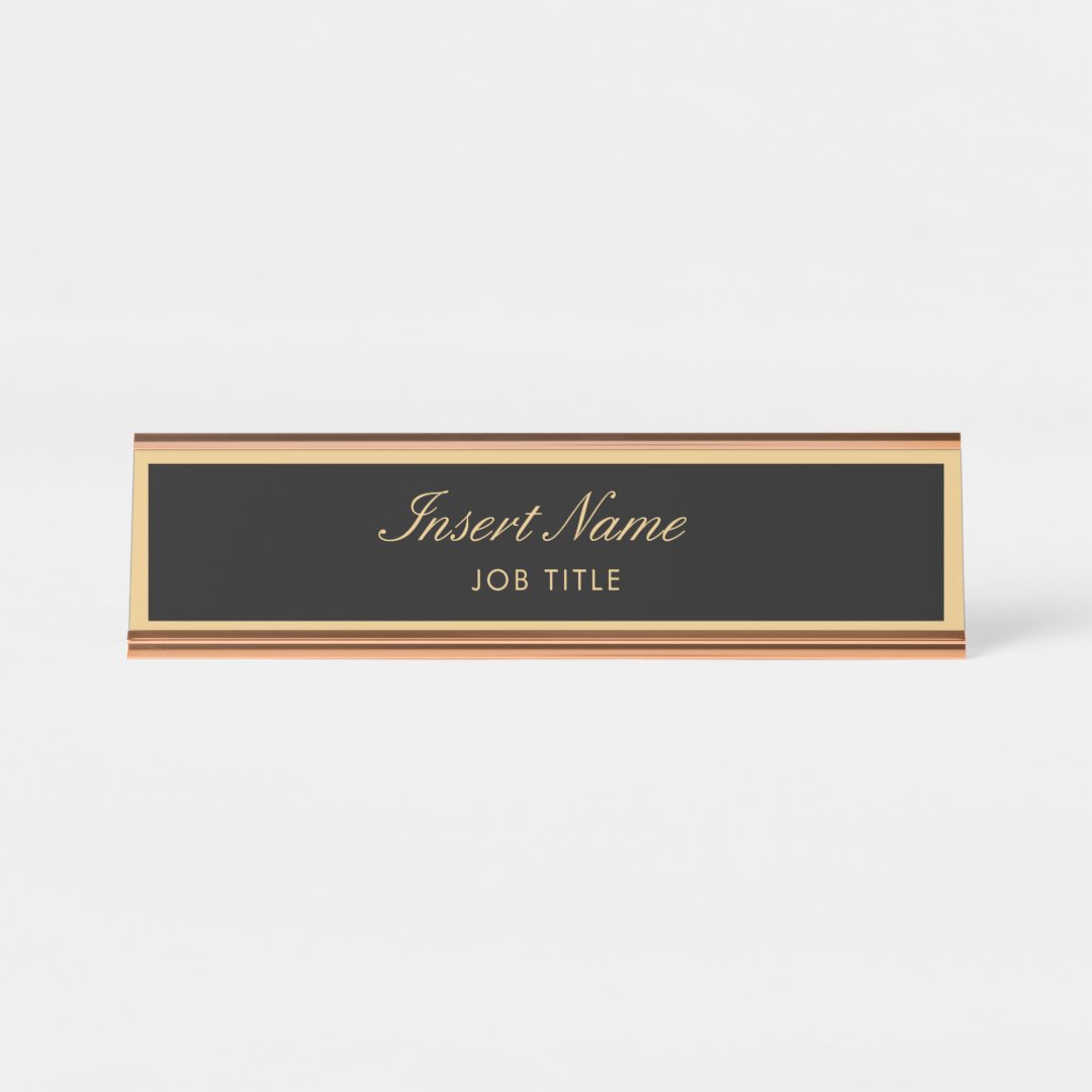 Modern Professional Elegant Script Gold Desk Name Plate | Zazzle