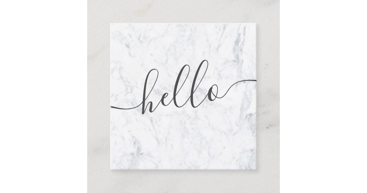Modern professional elegant white marble hello square business card ...