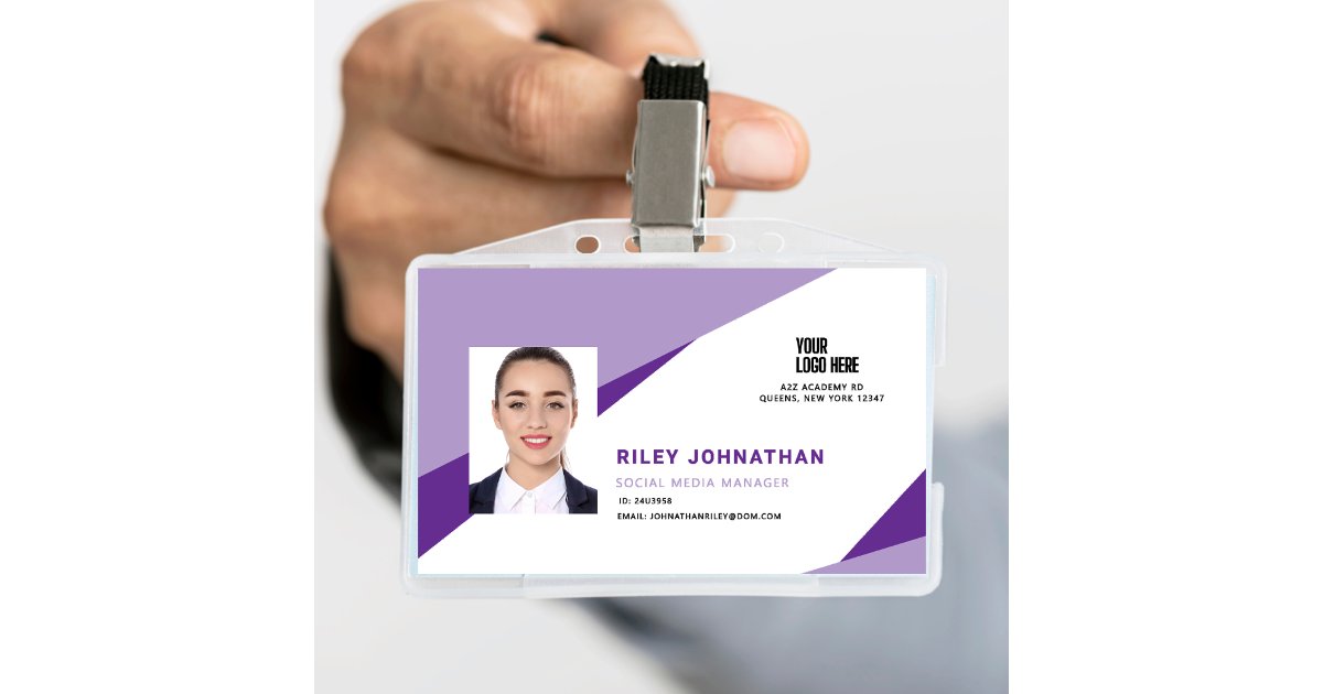 Modern Professional Employee Barcode ID Badge | Zazzle