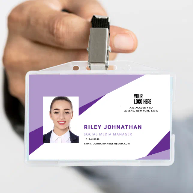 Modern Professional Employee Barcode ID Badge | Zazzle