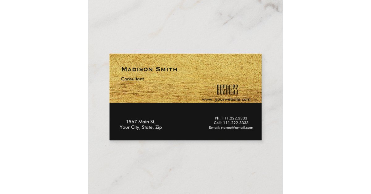 Modern Professional Gold Metal Consultant Business Card | Zazzle