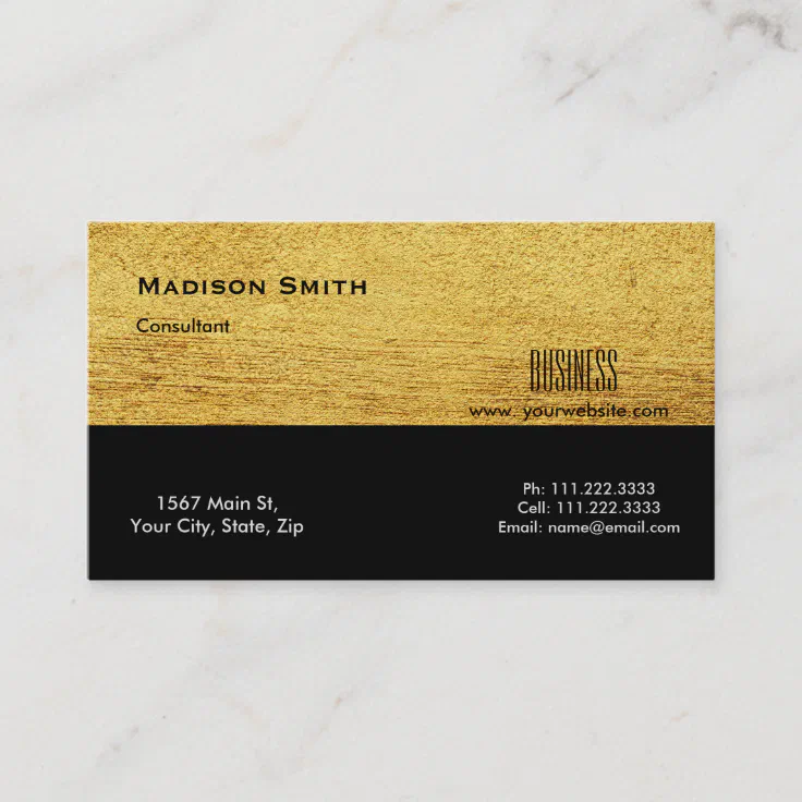 Modern Professional Gold Metal Consultant Business Card | Zazzle