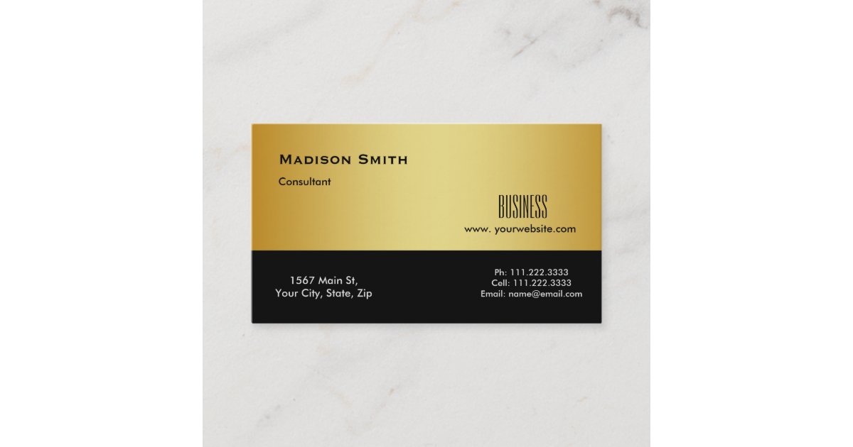 Modern Professional Gold Metal Consultant Business Card | Zazzle