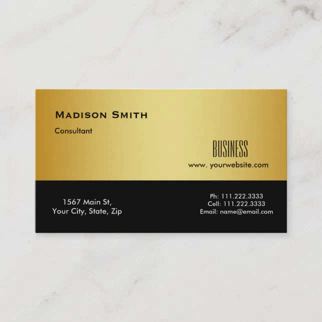 Modern Professional Gold Metal Consultant Business Card | Zazzle