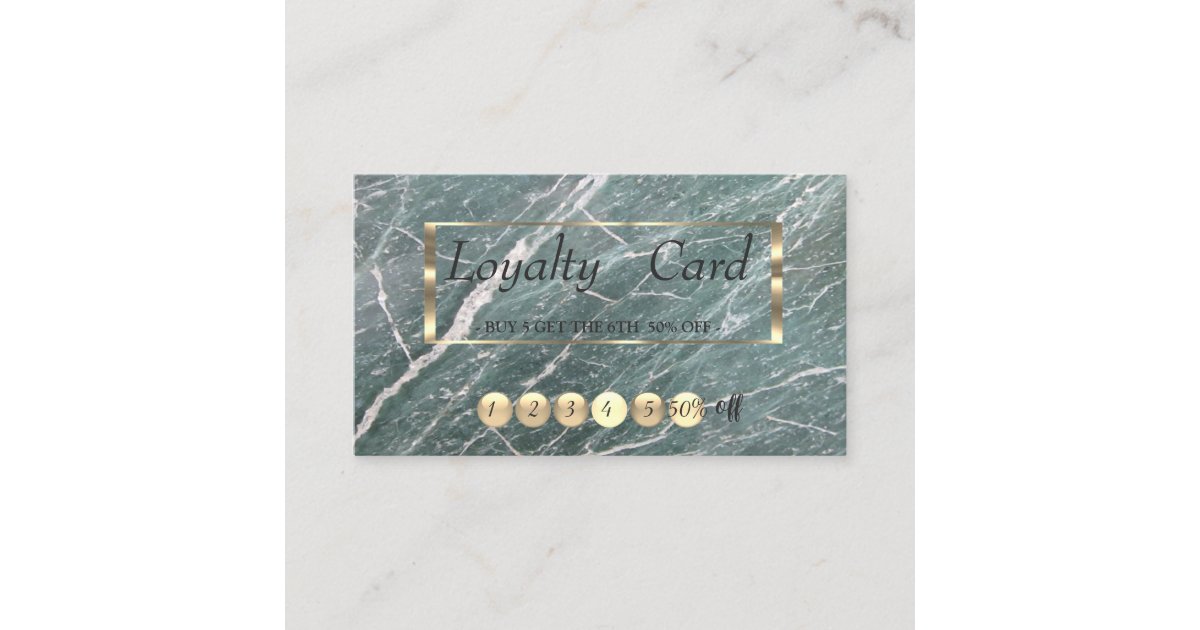 Modern Professional Green Marble Loyalty Card | Zazzle