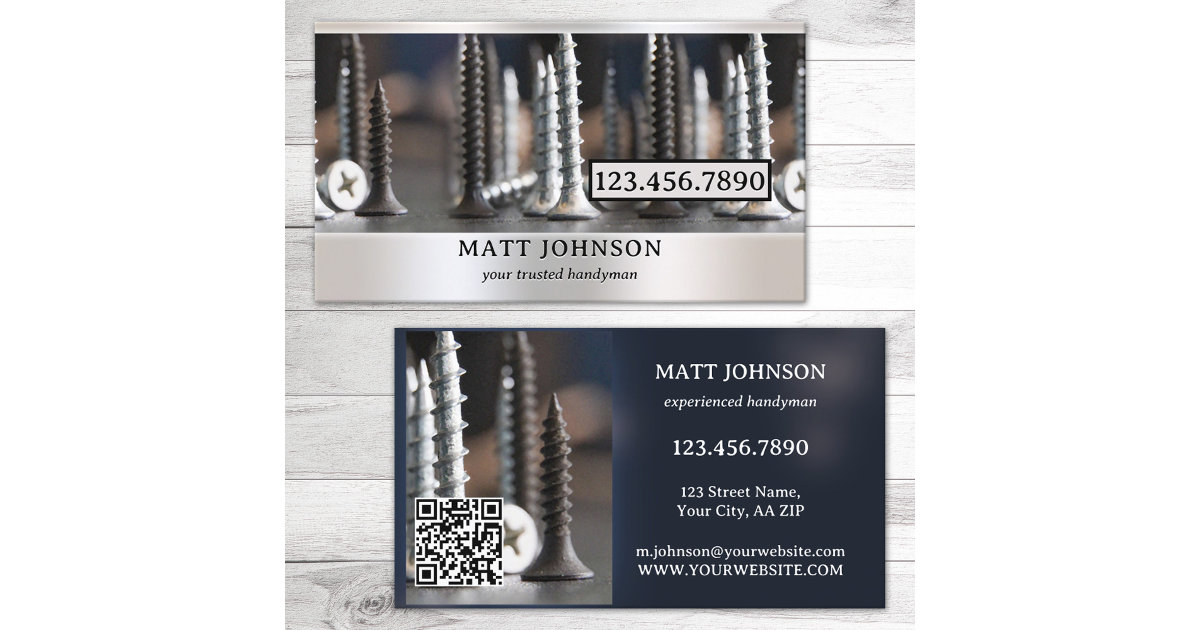 Modern Professional Handyman QR Code Business Card | Zazzle